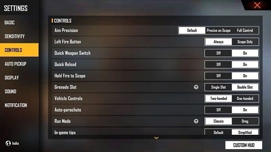 Newbies' Free Fire Control Settings